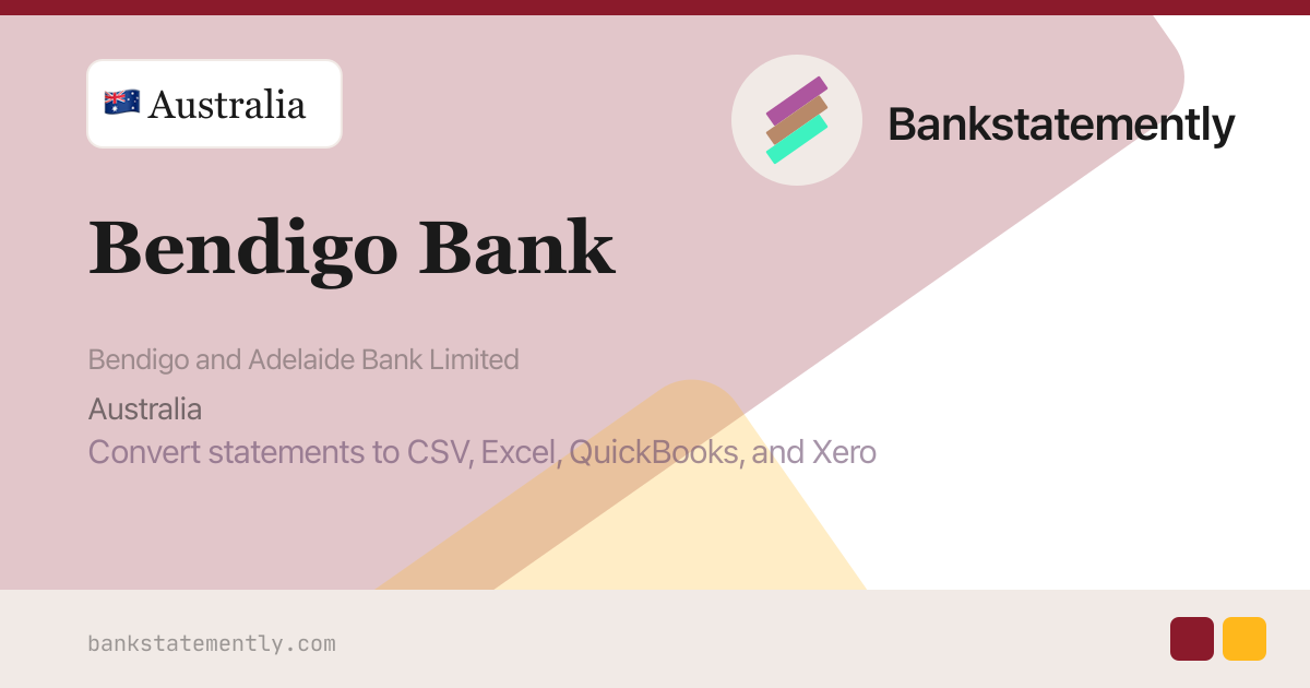 Bendigo Bank Bank Statement to CSV & Excel
