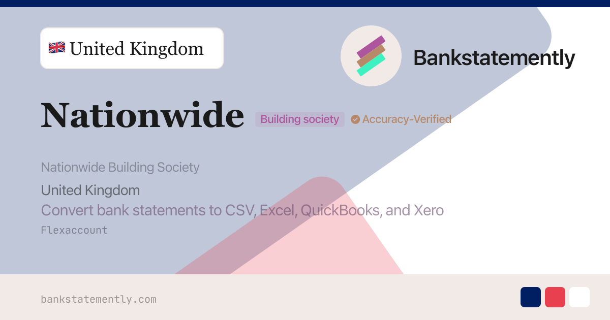 Nationwide Bank Statement to CSV & Excel