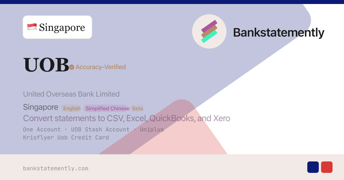 UOB Bank Statement to CSV & Excel