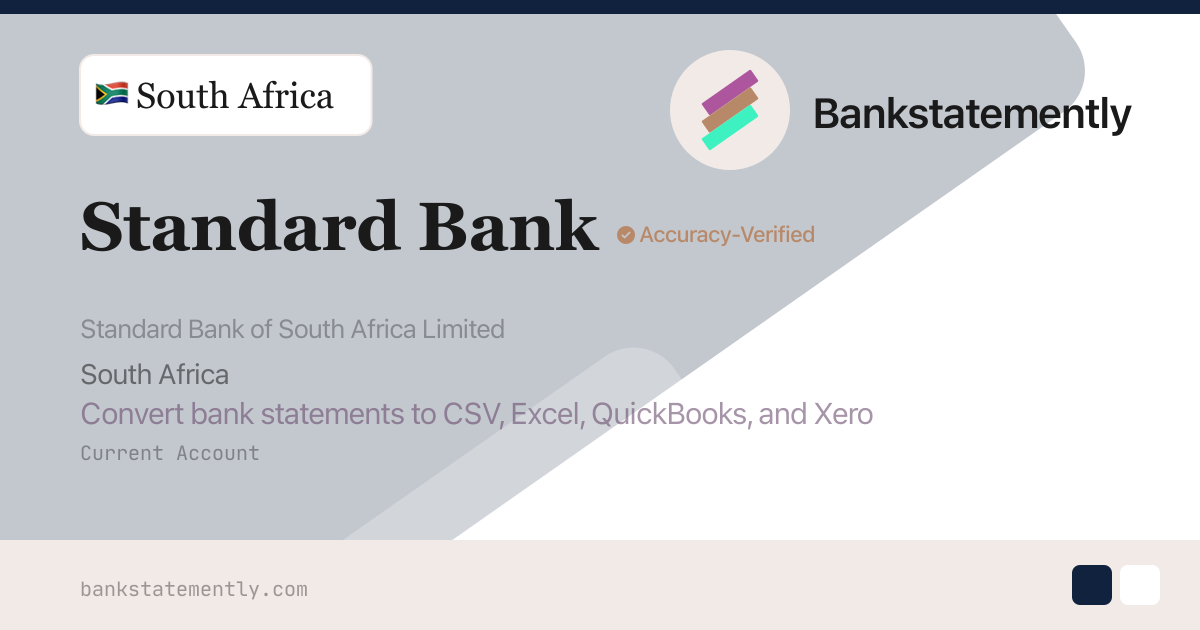 Standard Bank Bank Statement to CSV & Excel